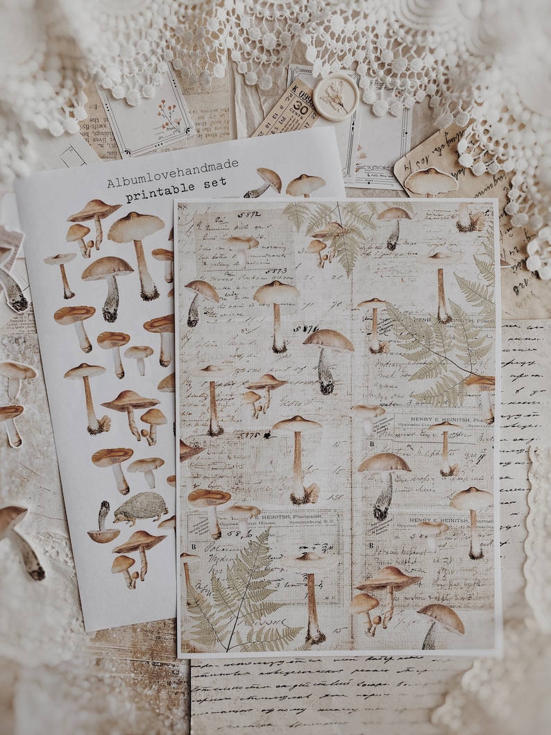 Printable | A4, 8.5x11 | Mushrooms | Forest Theme | Digital | Hedgehog ...