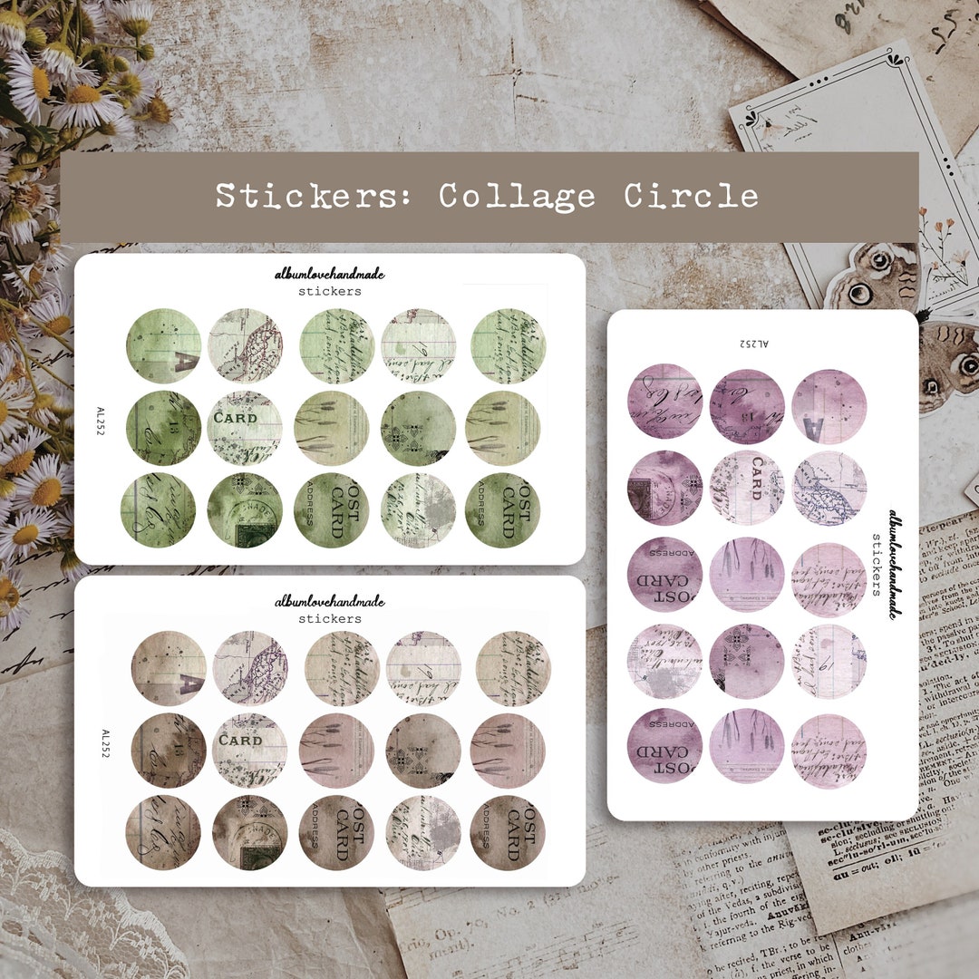 Stickers Circle Stickers Collage Stickers Planner Stickers Bujo Sticker ...