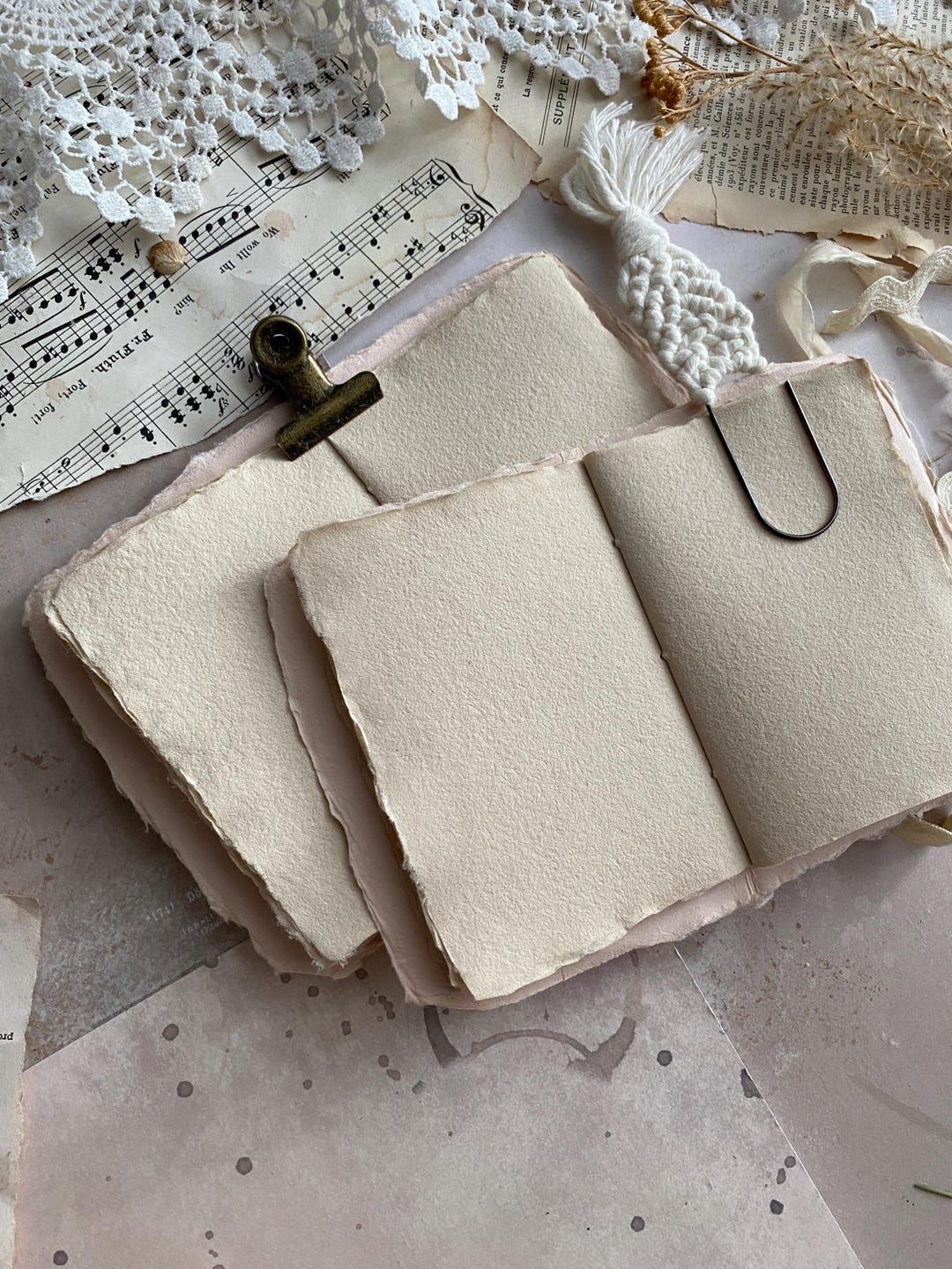 Handmade Journal | Handmade Paper Pages | A7 Notebook | Mixed Paper ...