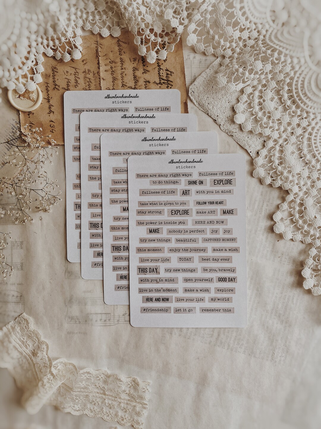 Stickers | Phrase Sticker | Typewriter Phrases | Word Journaling ...