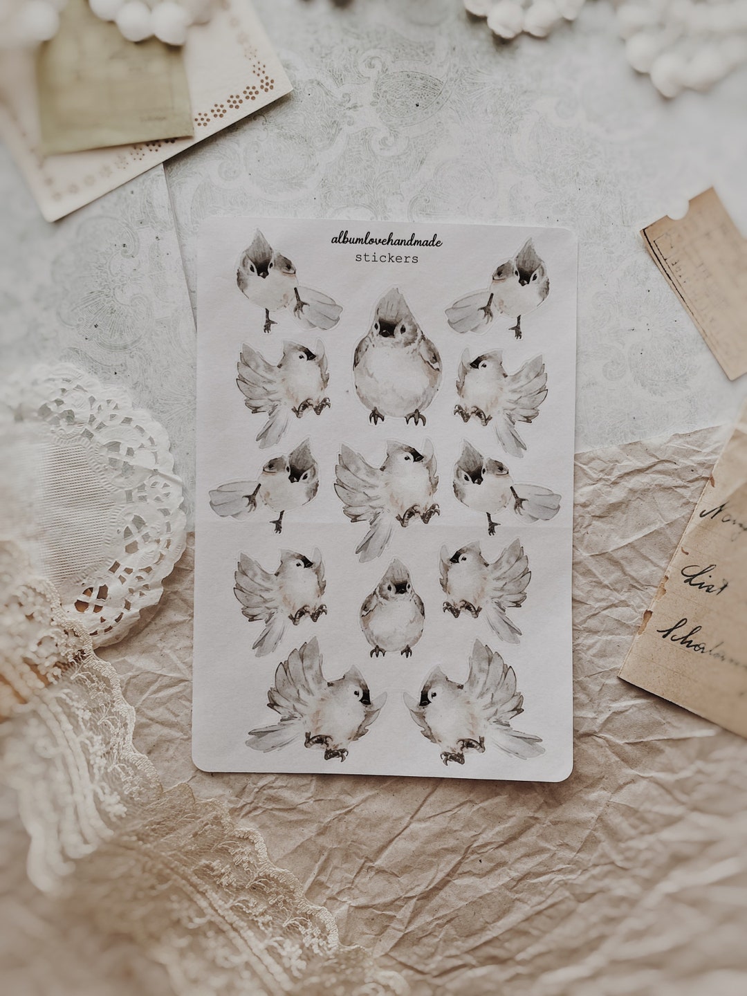 Stickers Birds Grey Birds Winter Birds Stickers Sticker Set Journaling ...