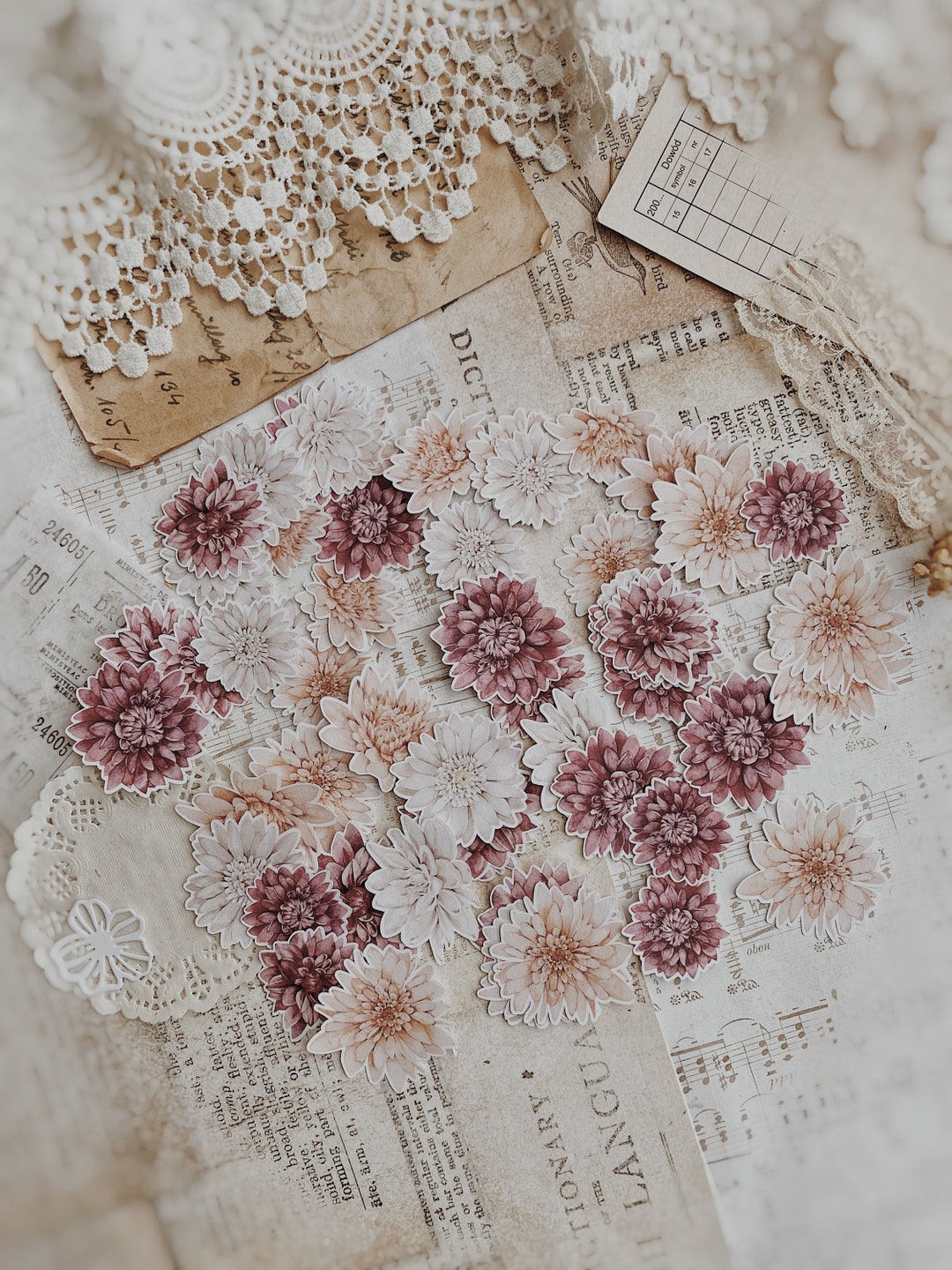 Chrysanthemum Stickers: Floral Journal Stickers, 20 Piece Pack - Etsy
