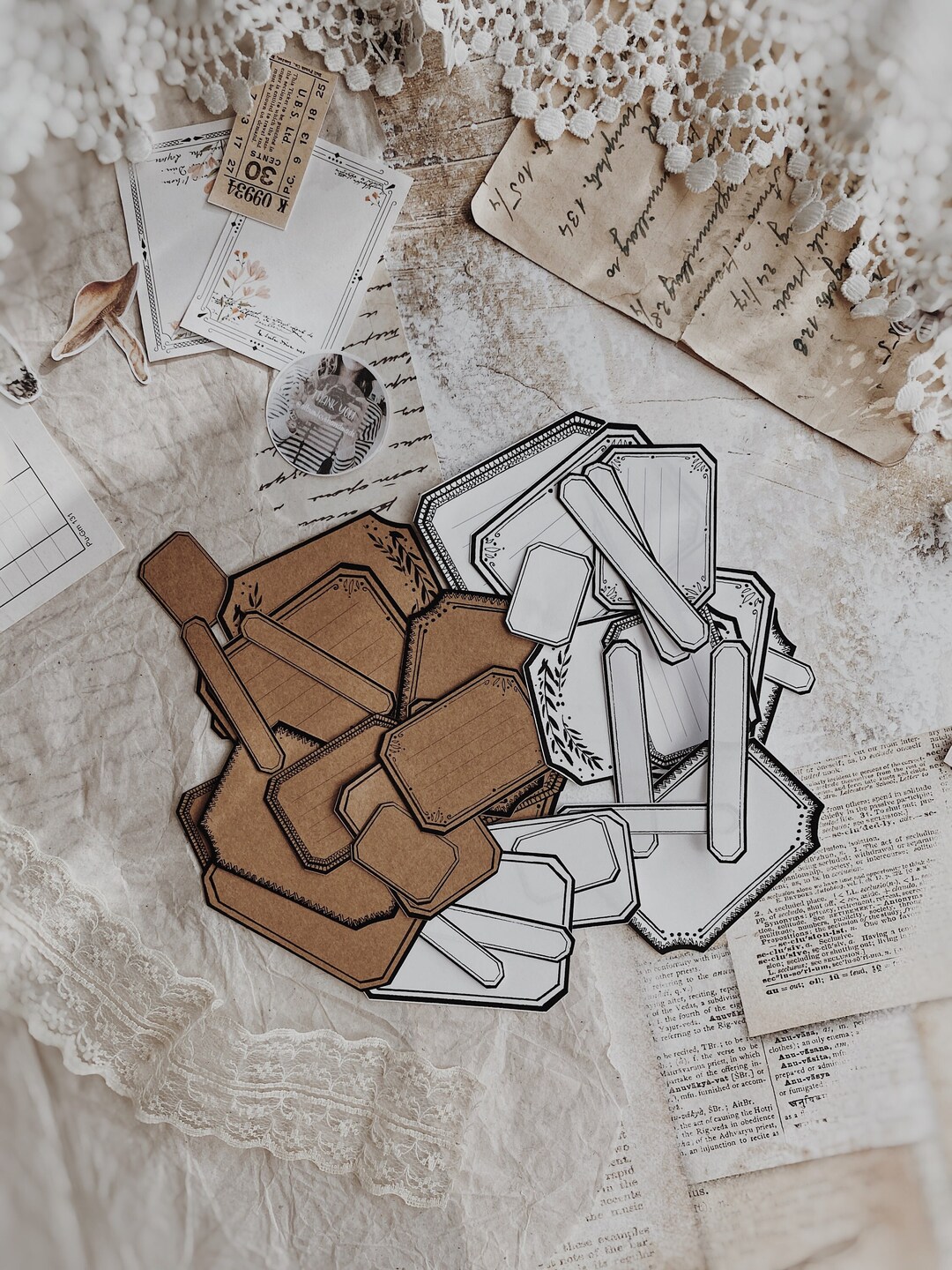 Labels Set | 20 Pieces | Craft Paper | White Paper | Journalling Labels ...