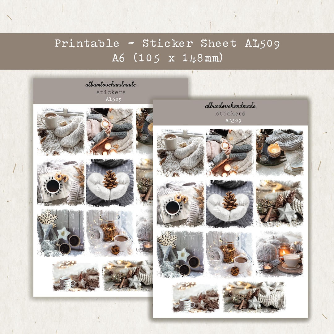 Winter Photo Squares Sticker Sheet | Printable Planner Stickers ...