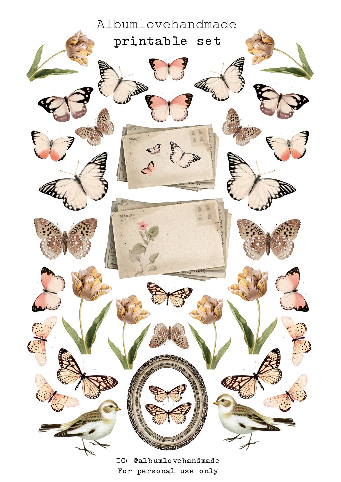 Printable Fuzzy Cutting Butterflies Spring Tulips | Etsy