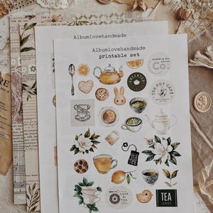 Tea Party Printable Stickers: Journaling & Planner (digital Download ...