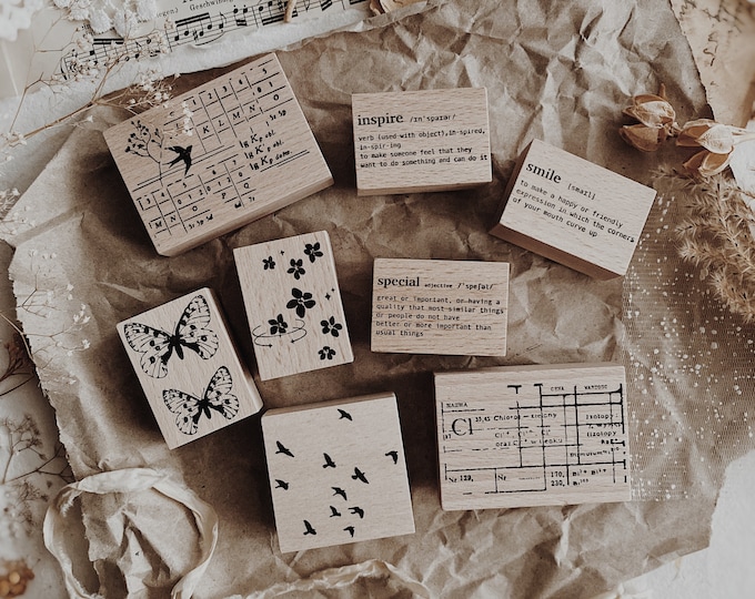 Rubber Stamp Wooden Rubber Stamp Journal Stamps Bullet Journal Vintage ...