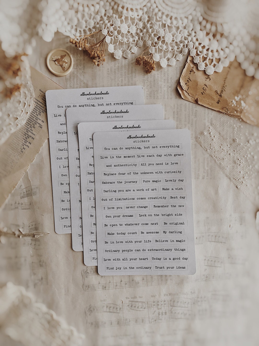 Stickers | Phrase Sticker | Typewriter Phrases | Word Journaling ...