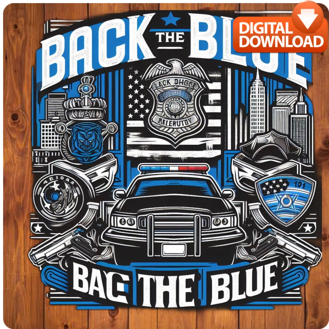 Back the Blue Digital Art Print Support Police Poster,thin Blue Line ...