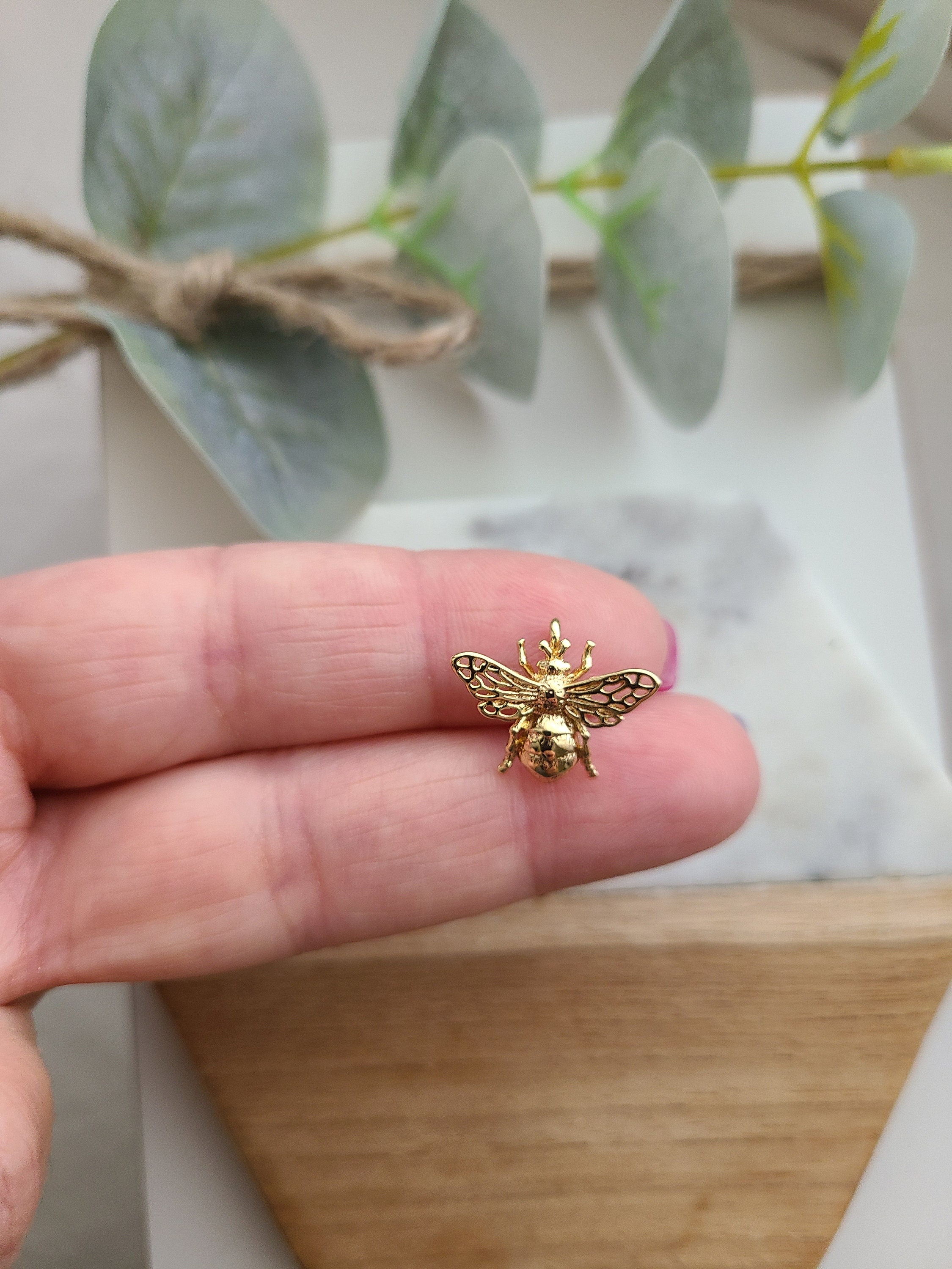 Tiny Bee Necklace Dainty Bee Necklace Honey Bee Charm | Etsy