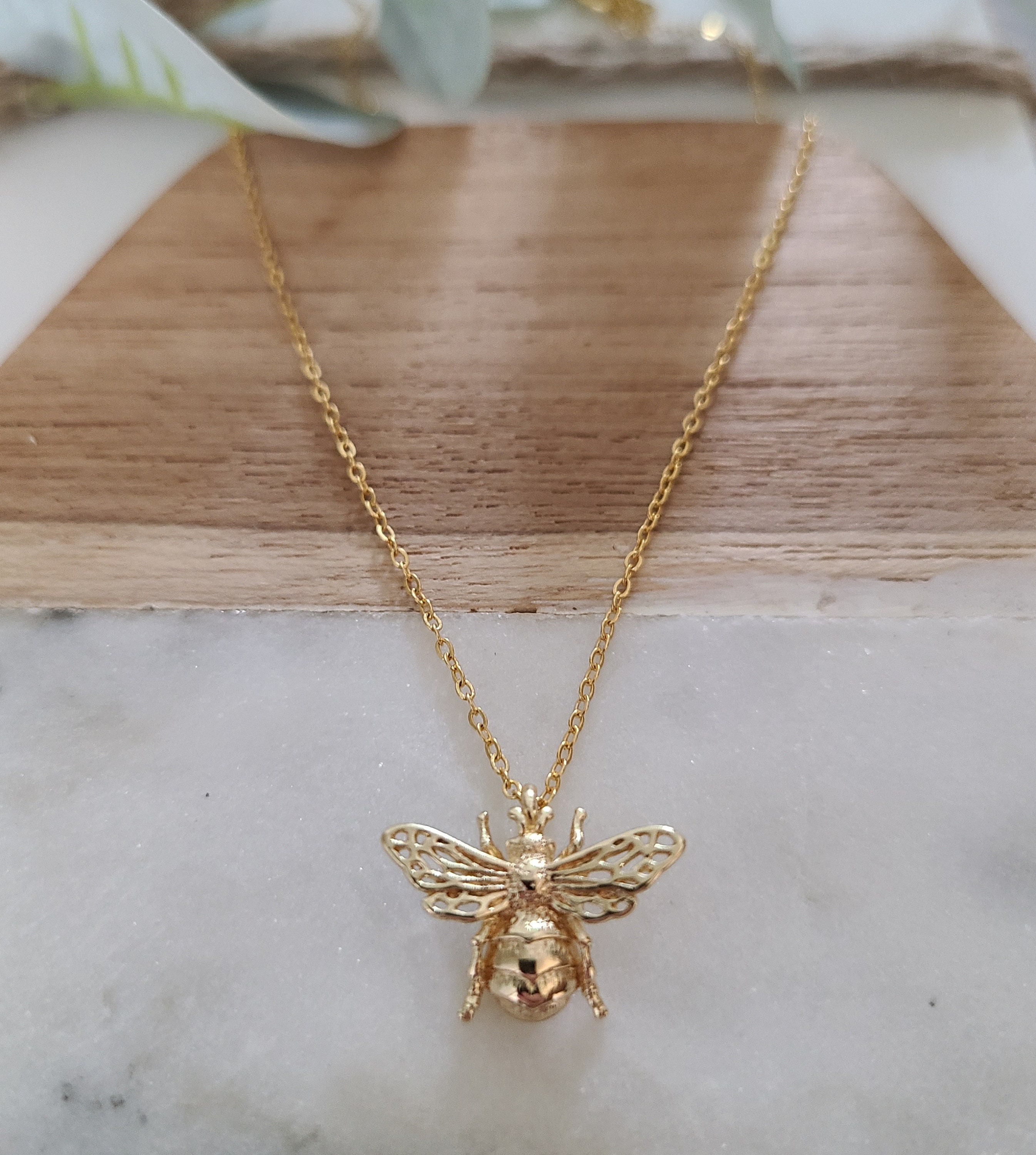 Tiny Bee Necklace Dainty Bee Necklace Honey Bee Charm | Etsy
