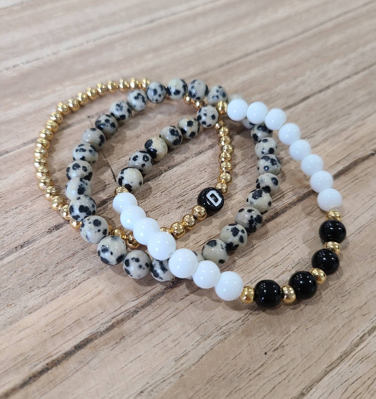 Cheetah Beaded Bracelet, Gold Filled Stretch Bracelet, Personalized ...