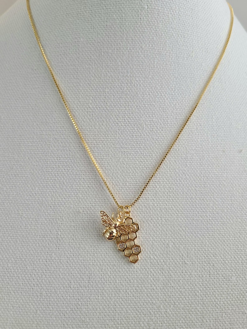 Honeycomb Bee Necklace Dainty Bee Necklace Gold Filled | Etsy