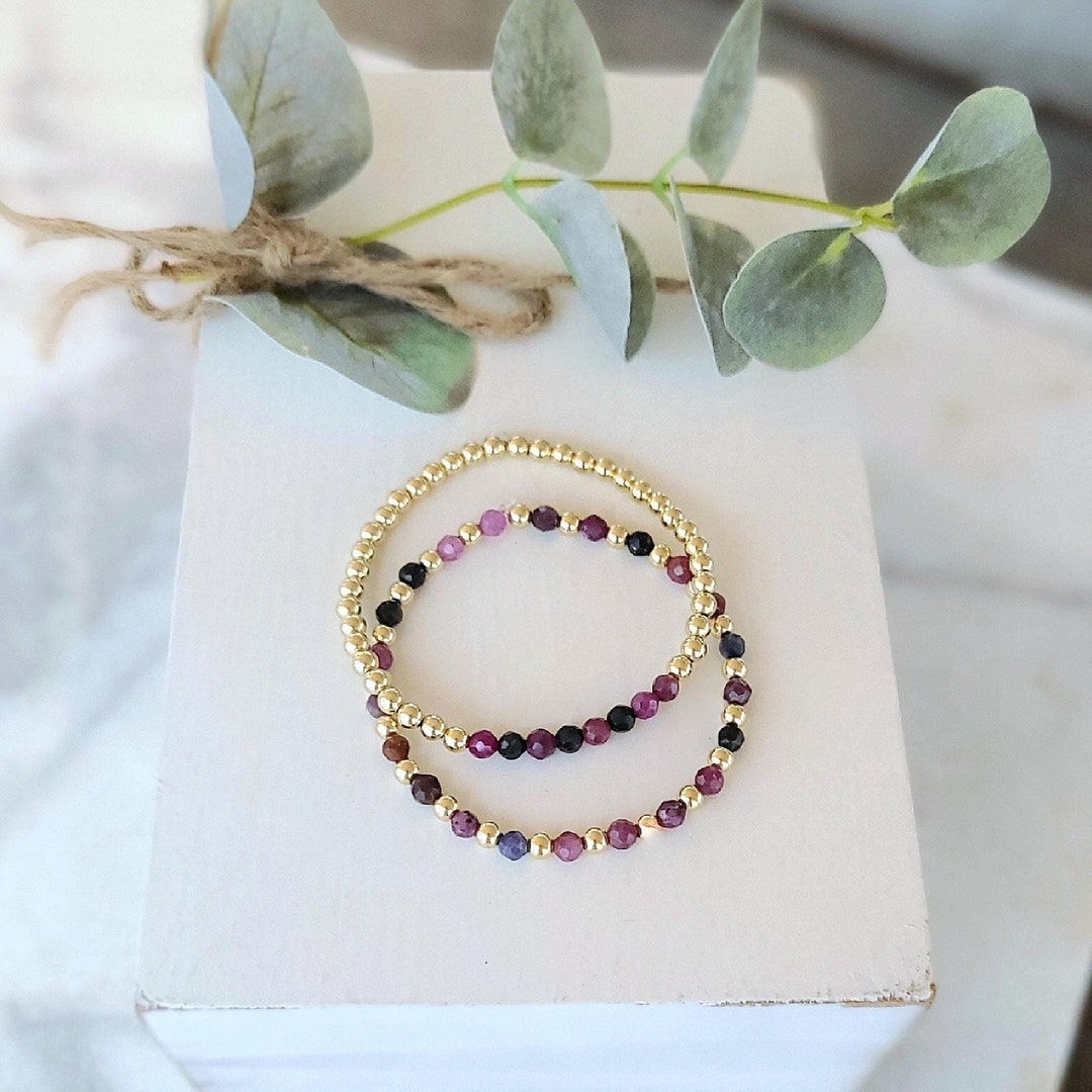 Sapphire Ruby Gemstone Bracelet, Precious Gemstone Jewelry Tiny Natural ...