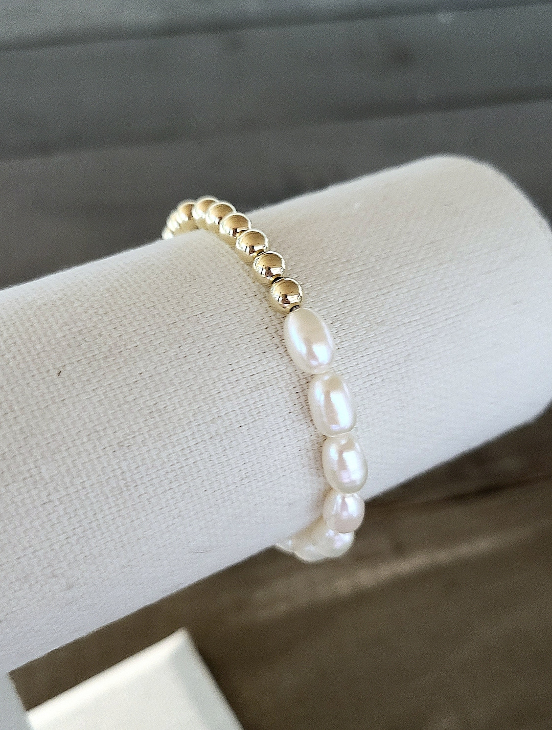 Half Pearl Half Gold Bracelet, Genuine Pearl Bracelet, Gold Filled Ball ...