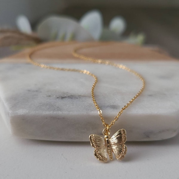 Gold Butterfly Necklace - Etsy