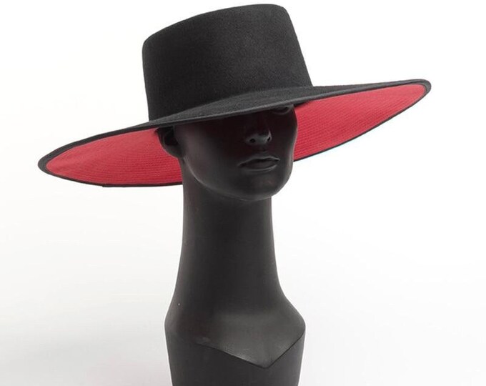 Black Wide Brim Hat Large Hat Elegant Hat Big Hat Women - Etsy