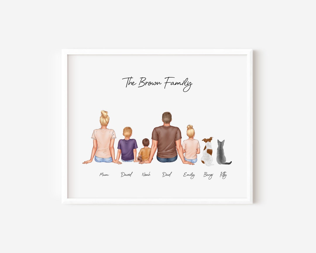 Family Print, PRINT AT HOME, Digital File, Personalised Family Portrait ...