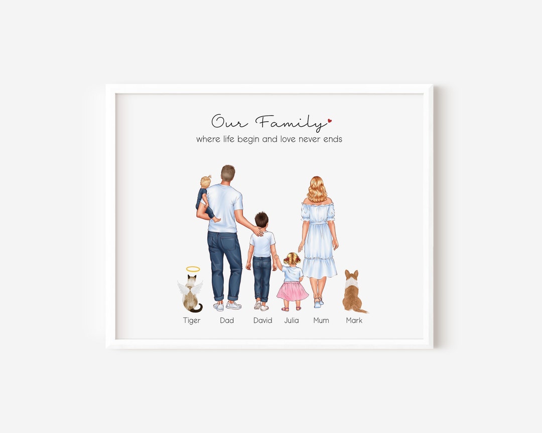 Family Print, PRINT AT HOME, Digital File, Personalised Family Portrait ...