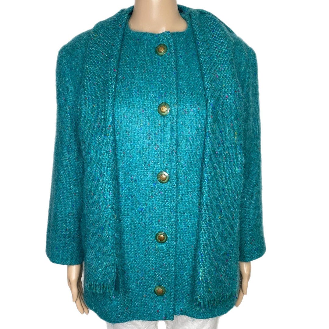 Vintage Donegal Design Wool Mohair Coat, Vintage Irish Wool Jacket With ...