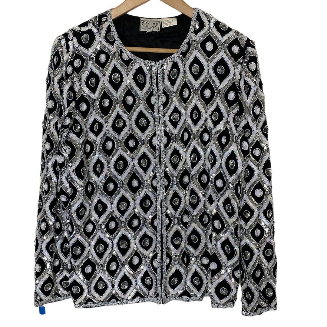 Vintage Stenay Sequin Silk Jacket, Beaded Silk Jacket, Embellished Silk ...