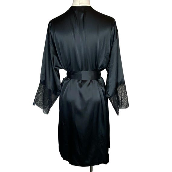 Valentino Intimo Vintage Satin Belted Robe Black Lace… - Gem