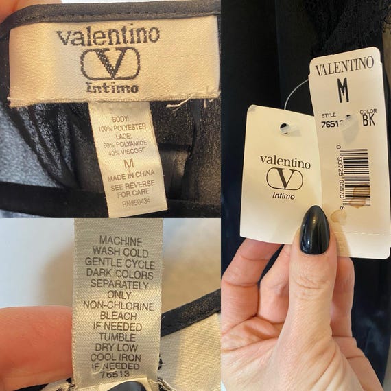 Valentino Intimo Vintage Satin Belted Robe Black Lace… - Gem