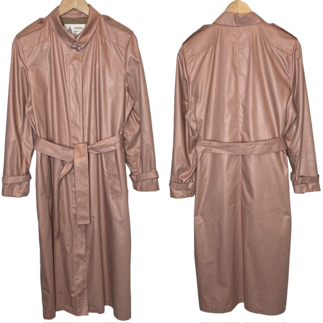 London Fog Maincoats Pink Trench Coat, Vintage Belted Trenchcoat, Dusty ...