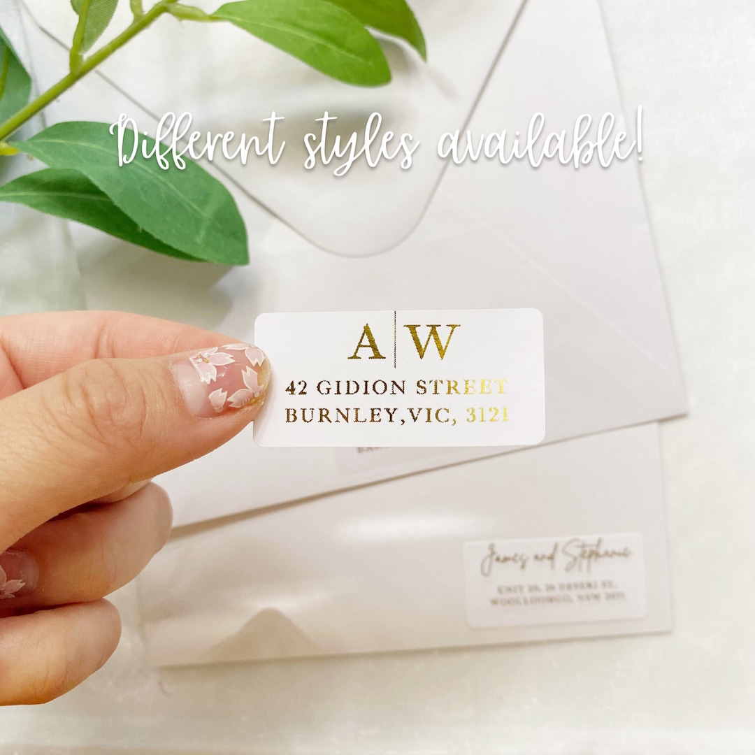 Personalized Gold Foil Return Address Labels Design Wedding Return ...