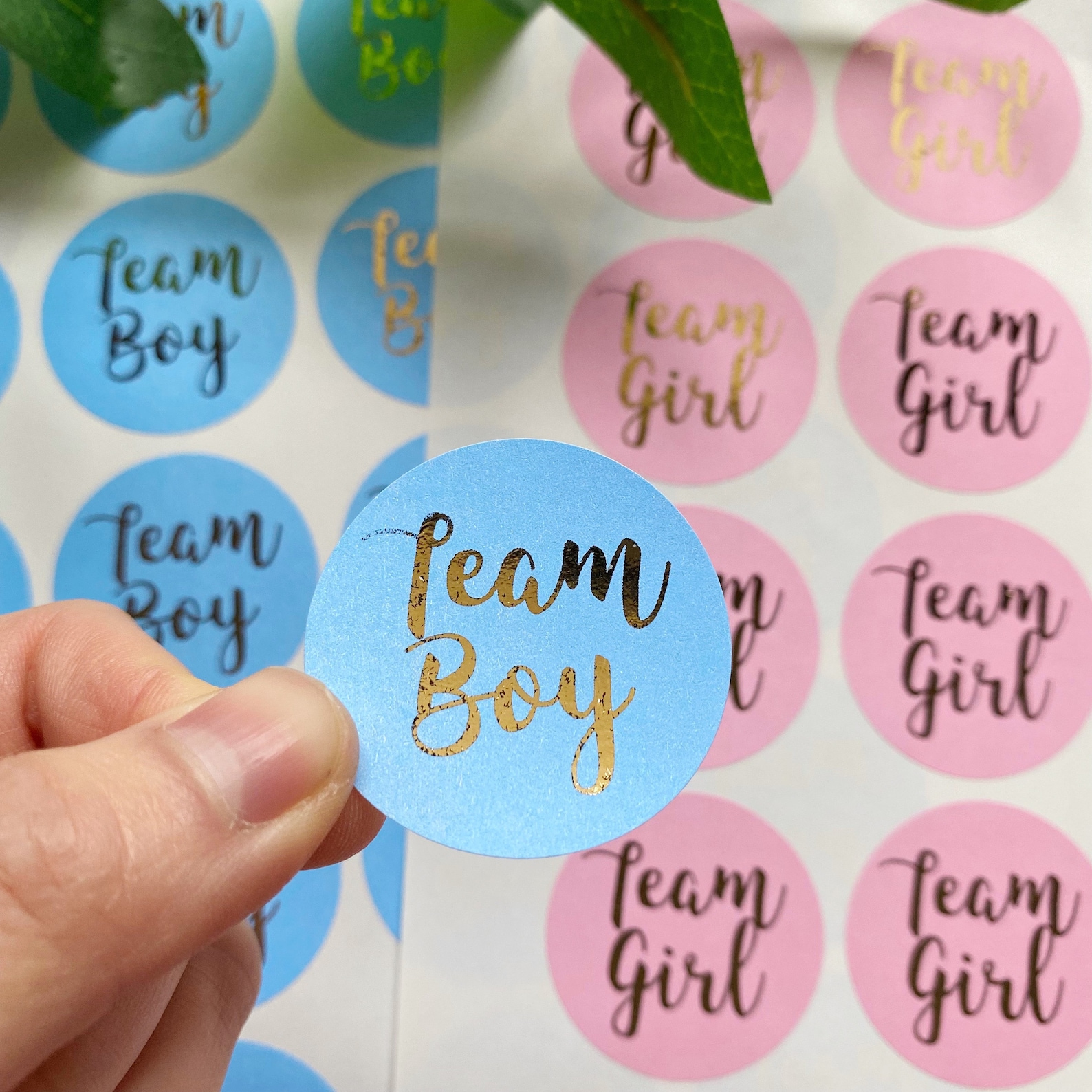 NEW Gender Reveal Baby Shower Stickers Matte Gold Foil Gender - Etsy