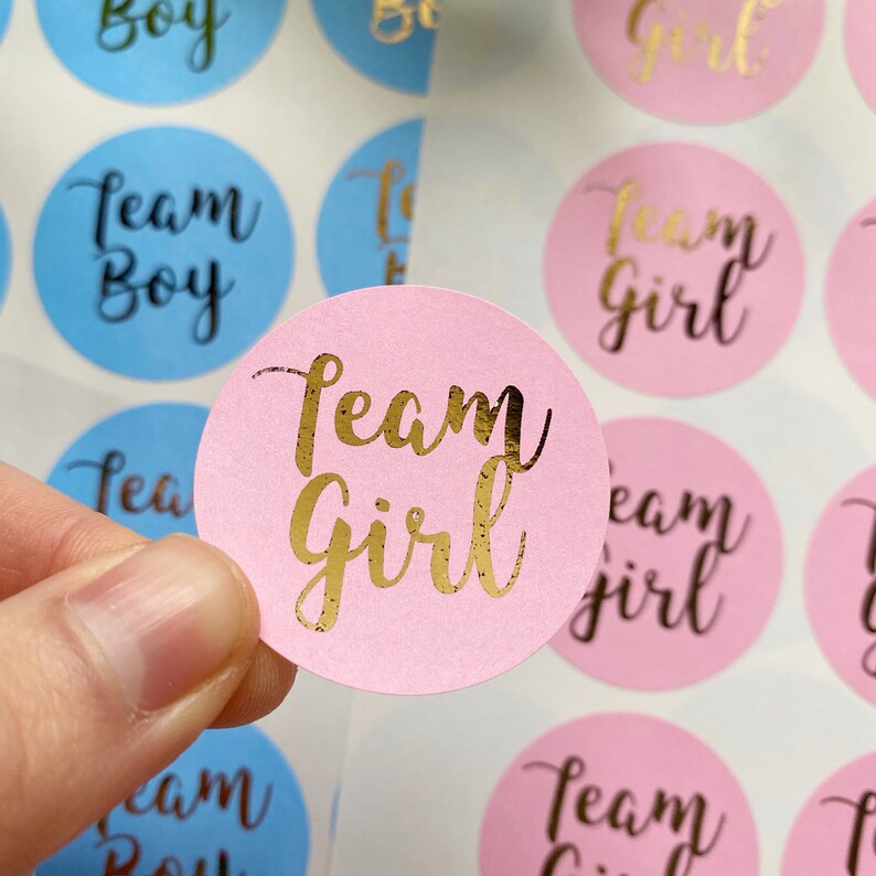NEW Gender Reveal Baby Shower Stickers Matte Gold Foil Gender - Etsy