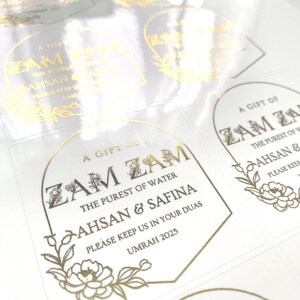 Zam Zam Stickers for Wedding Favors, Zam Zam Water Labels, Custom Name ...