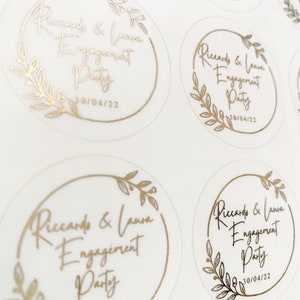 New GOLD FOIL CUSTOM Stickers Wedding Initials Clear Stickers Wedding ...