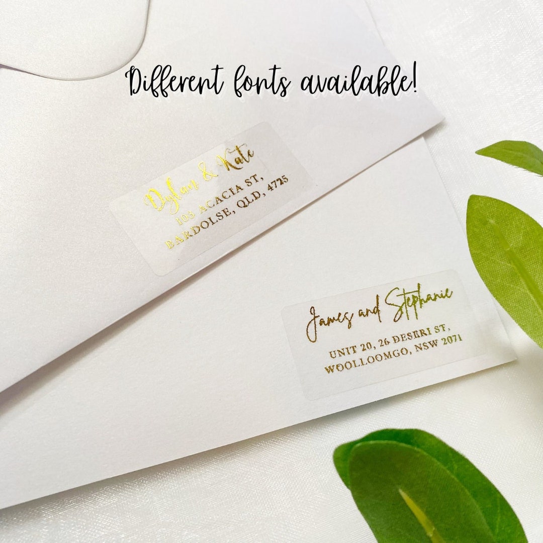 Personalized Gold Foil Clear Transparent Return Address Labels Design ...