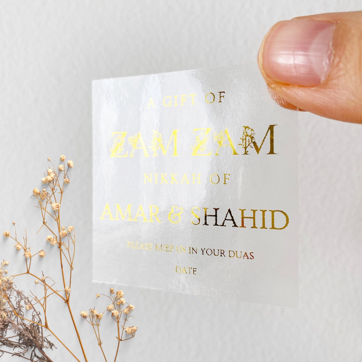 Personalized Gold Foil Zam Zam Wedding Favor Stickers - Etsy