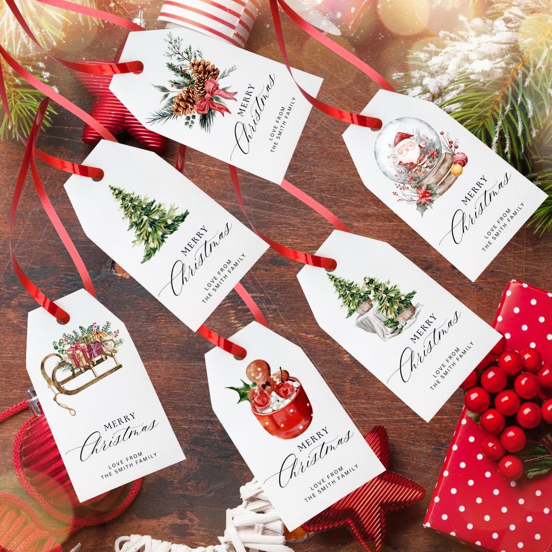 Custom Christmas Tags, Merry Christmas Favor Tags, Thank You Tag ...