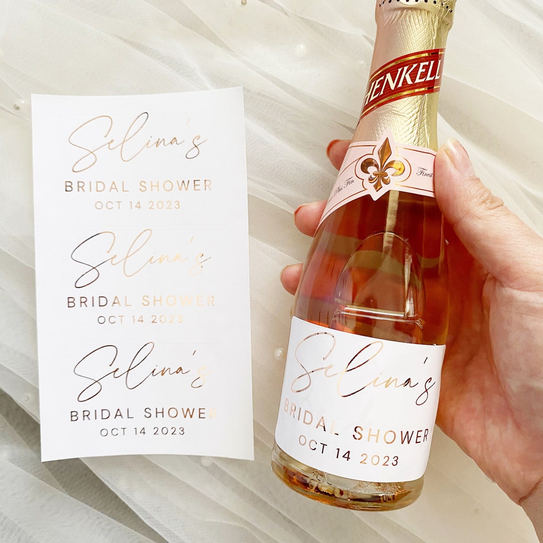 4pc Mini Wine Custom Champagne Bottle Sticker Bridesmaids Bridal Shower ...