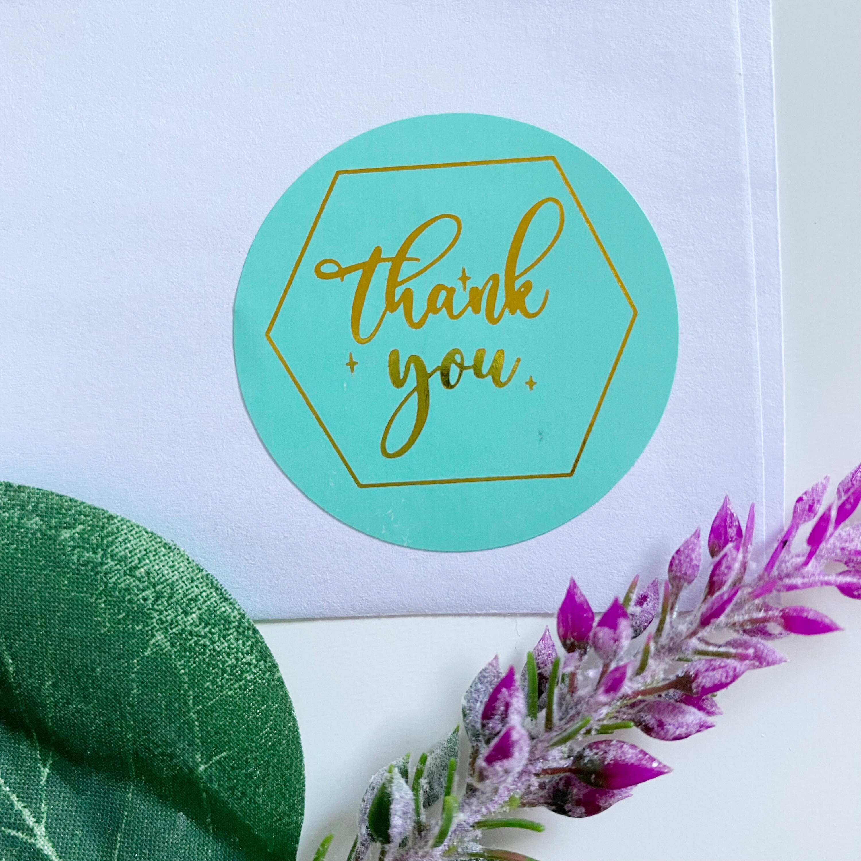 NEW 100pc turquoise gold foil Thank you stickers for wedding | Etsy