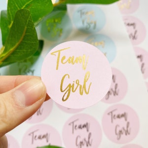 24pc NEW Gender Reveal Baby Shower Stickers Gloss Gender Gold Foil ...