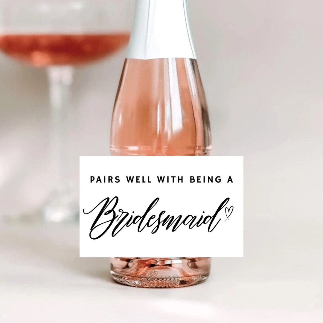 Mini Wine Champagne Bottle Sticker Bridesmaids Proposal Boxes ...