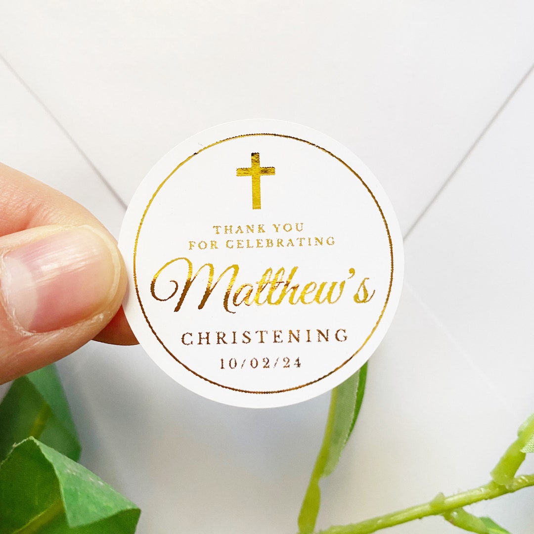 New GOLD FOIL CUSTOM Stickers Baptism Christening Communion Stickers ...
