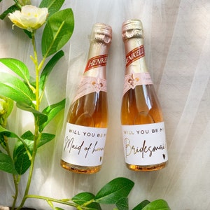 Mini Wine Champagne Bottle Sticker Bridesmaids Proposal Boxes ...