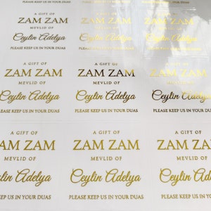 Zam Zam Stickers for Wedding Favors, Zam Zam Water Labels, Custom Name ...