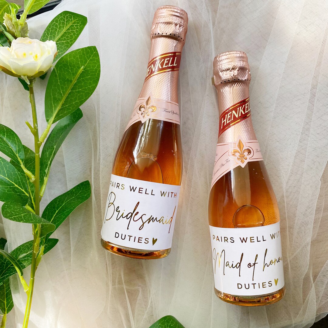 Mini Wine Champagne Bottle Sticker Bridesmaids Proposal Boxes ...