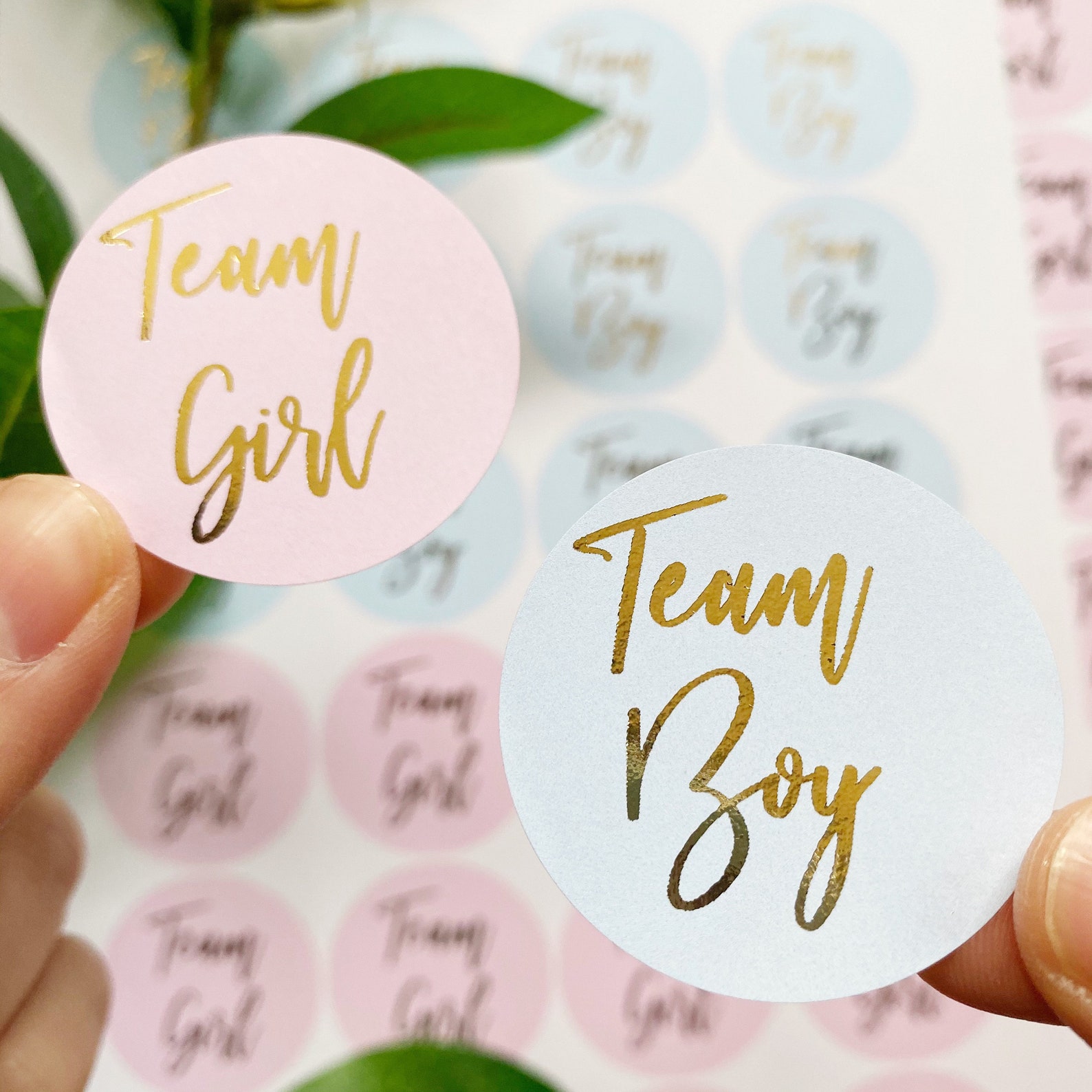 24pc NEW Gender Reveal Baby Shower Stickers Gloss Gender Gold - Etsy
