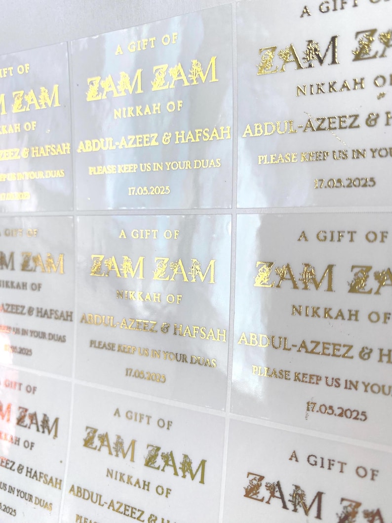 Personalized Gold Foil Zam Zam Wedding Favor Stickers - Etsy