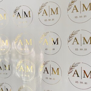 New GOLD FOIL CUSTOM Stickers Wedding Initials Gloss Stickers Wedding ...