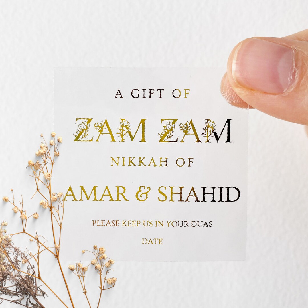 Zam Zam Stickers for Wedding Favors, Zam Zam Water Labels, Custom Name ...