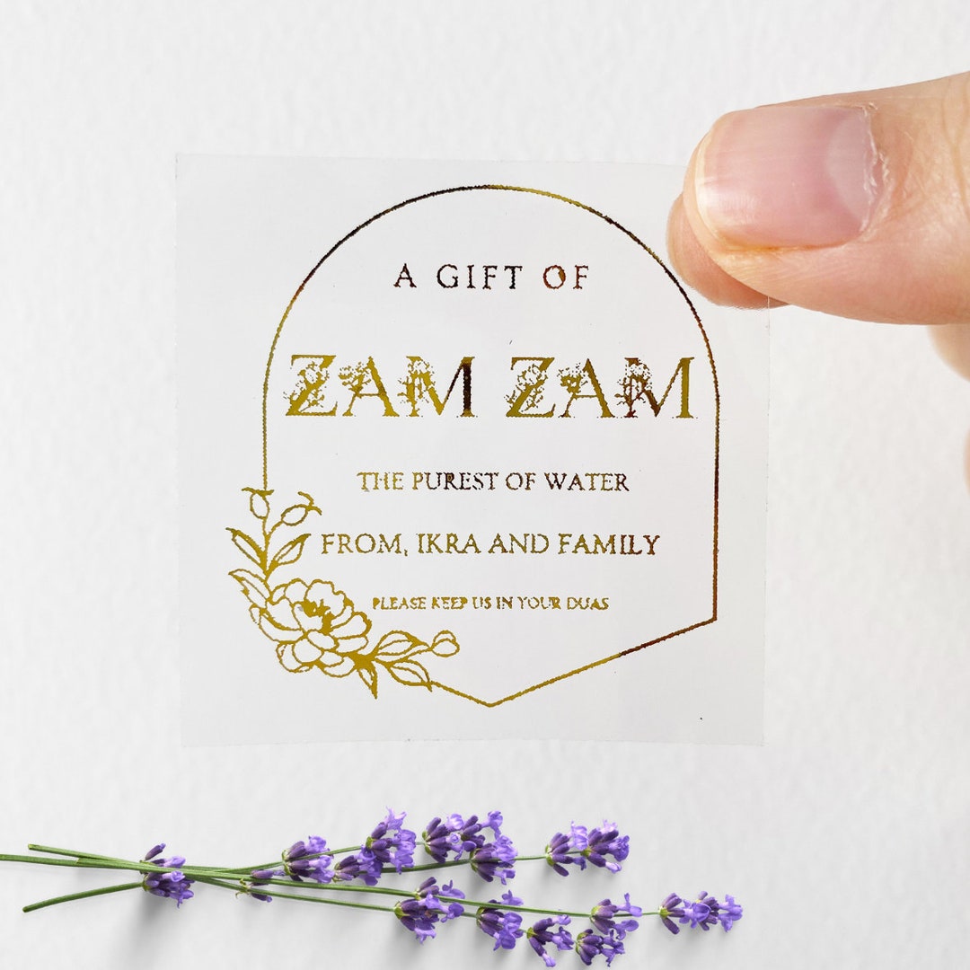 Zam Zam Stickers for Wedding Favors, Zam Zam Water Labels, Custom Name ...