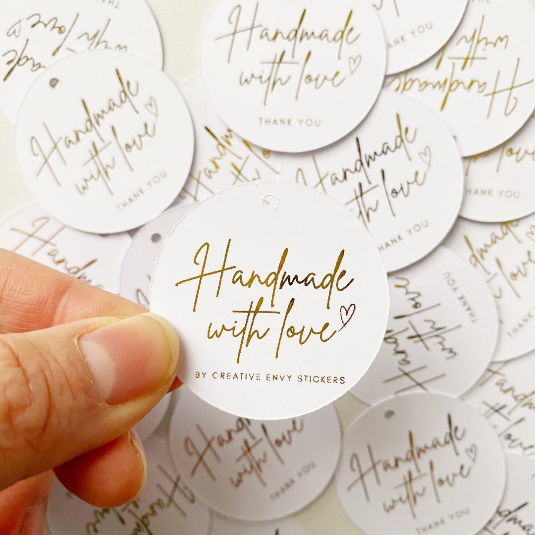 8-24pc Custom Gold Foil Gift Tags, Handmade Favor Tags, Thank You ...